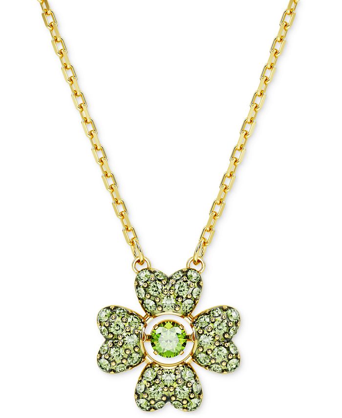 Swarovski Gold-Tone Color Crystal Clover Pendant Necklace, 15" + 2-3/4 ...