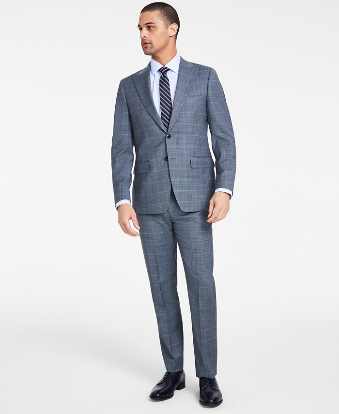 Calvin Klein Men's Slim-Fit Wool-Blend Stretch Sharkskin Suit Separates ...