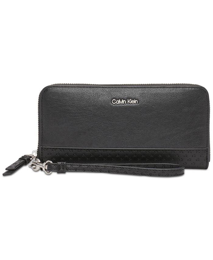 Calvin Klein Moon Embossed Signature Boxed Wallet with Wristlet Strap ...