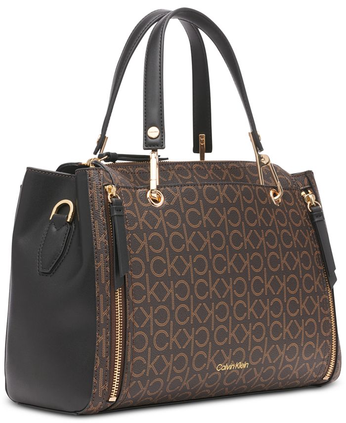 Calvin Klein Garnet Signature Triple Compartment Top Zipper Satchel ...