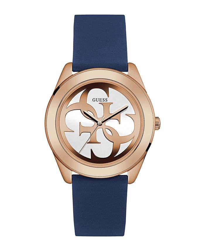 GUESS Women's Analog Blue Silicone Watch 40mm - Macy's