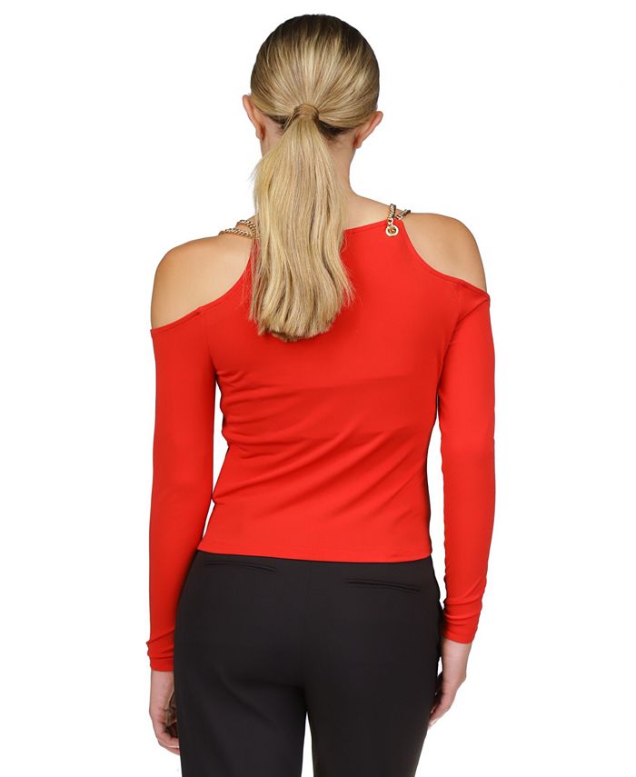 Michael Kors Women's Chain Cold-Shoulder Top - Macy's