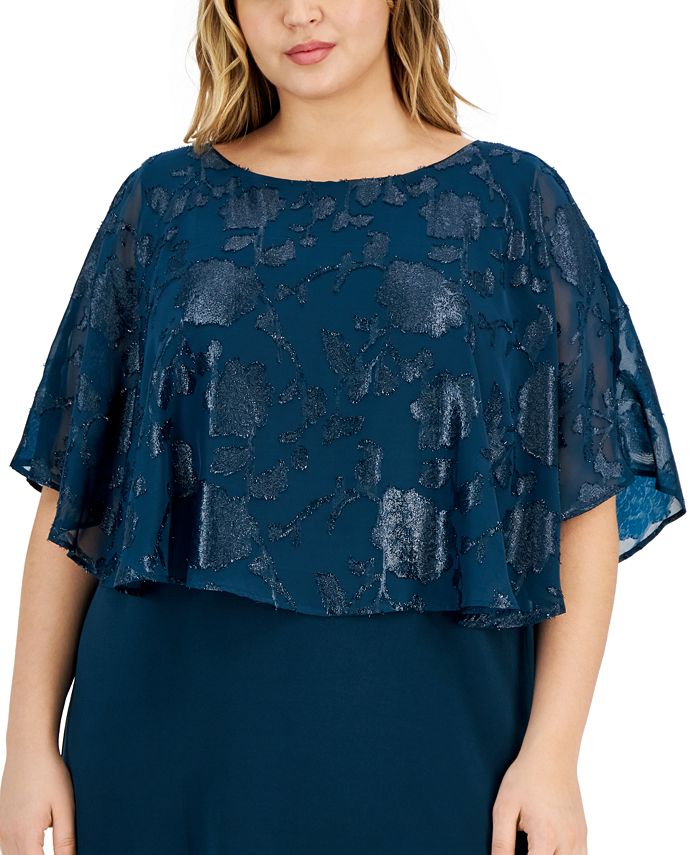 Connected Plus Size Cape-Overlay Sheath Dress - Macy's