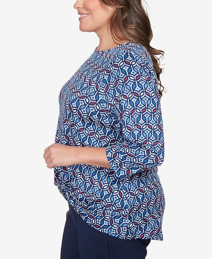 Ruby Rd. Plus Size Geometric Puff Print Twisted Top - Macy's