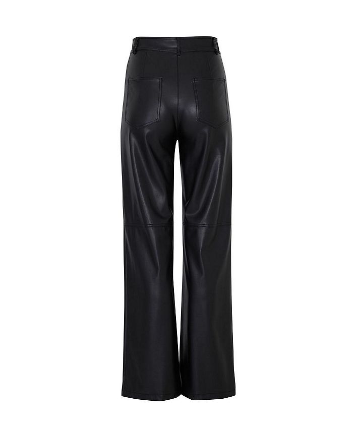 NOCTURNE Women's Wide Leg Pleather Pants - Macy's