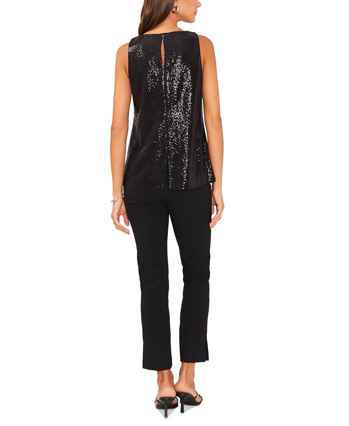 MSK Women's Sequin Keyhole-Back Sleeveless Top - Macy's