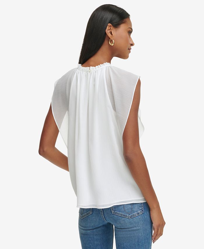 Calvin Klein Women's Chiffon Flutter-Sleeve Top - Macy's