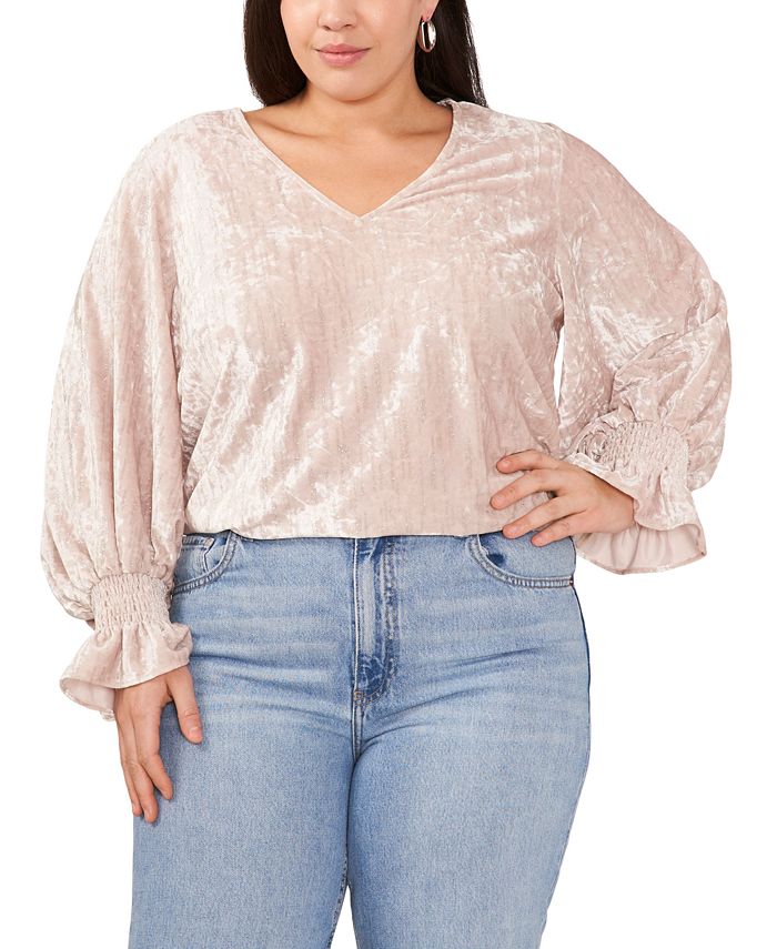 Vince Camuto Plus Size Blouson Sleeve Velvet Top - Macy's