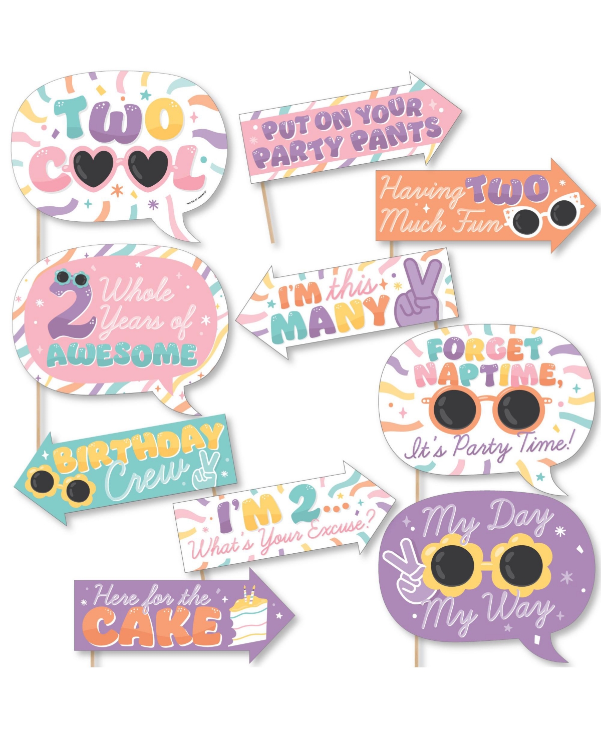 Big Dot Of Happiness Funny Two Cool Girl - Pastel 2nd Birthday Party ...