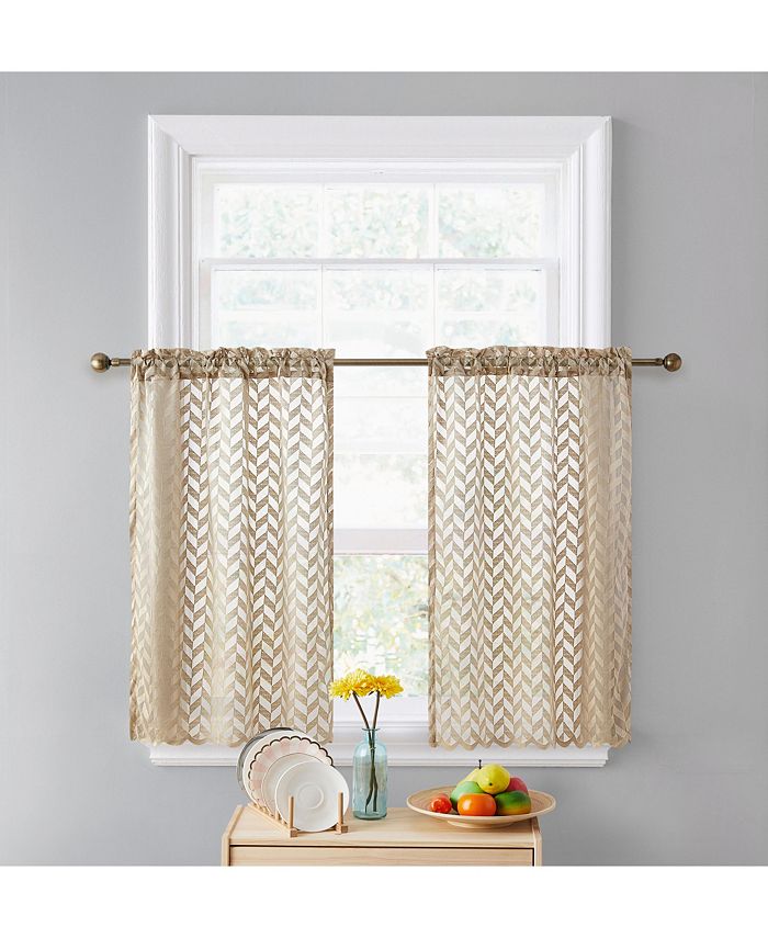 HLC.me Herringbone Lace Sheer Kitchen Cafe Curtain Tiers for Small Windows & Bathroom - Macy's