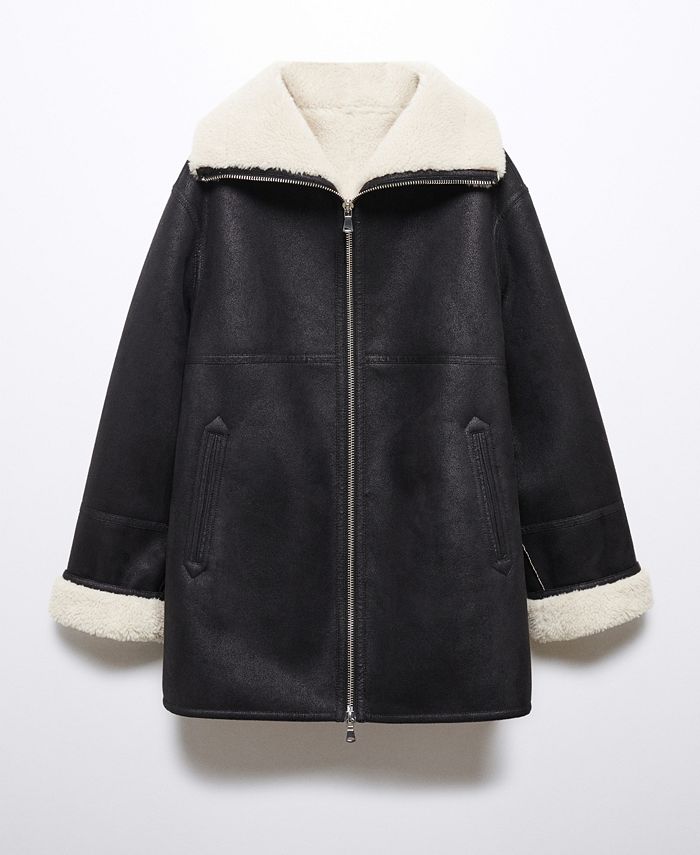 MANGO Women's Faux Shearling Lining Coat - Macy's
