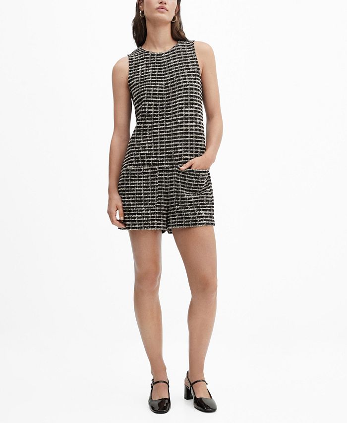 MANGO Women's Pocket Detail Short Tweed Jumpsuit - Macy's