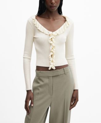 MANGO Women's Ruffle Knit Cardigan - Macy's
