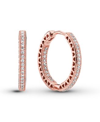 Pandora Sparkle and Hearts Hoop Earrings - Macy's
