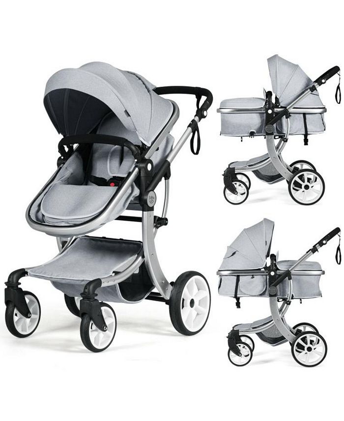 Slickblue Folding Aluminum Infant Reversible Stroller with Diaper Bag ...