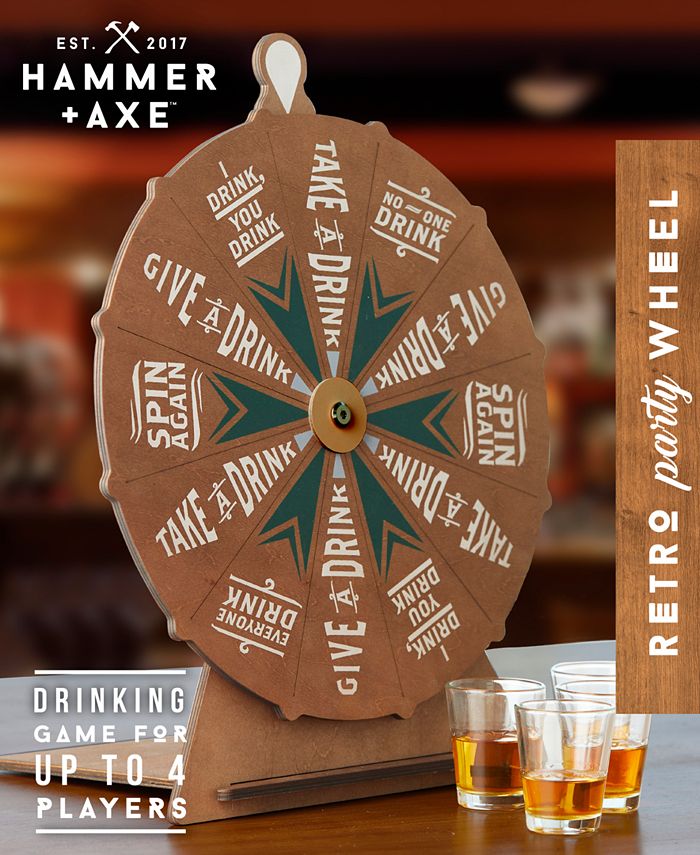 Hammer + Axe Vintage Drinking Wheel Game With 4 Shot Glasses - Macy's
