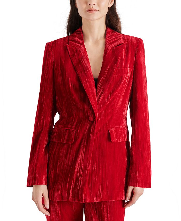 Steve Madden Women's Crushed Velvet Boyfriend Blazer - Macy's