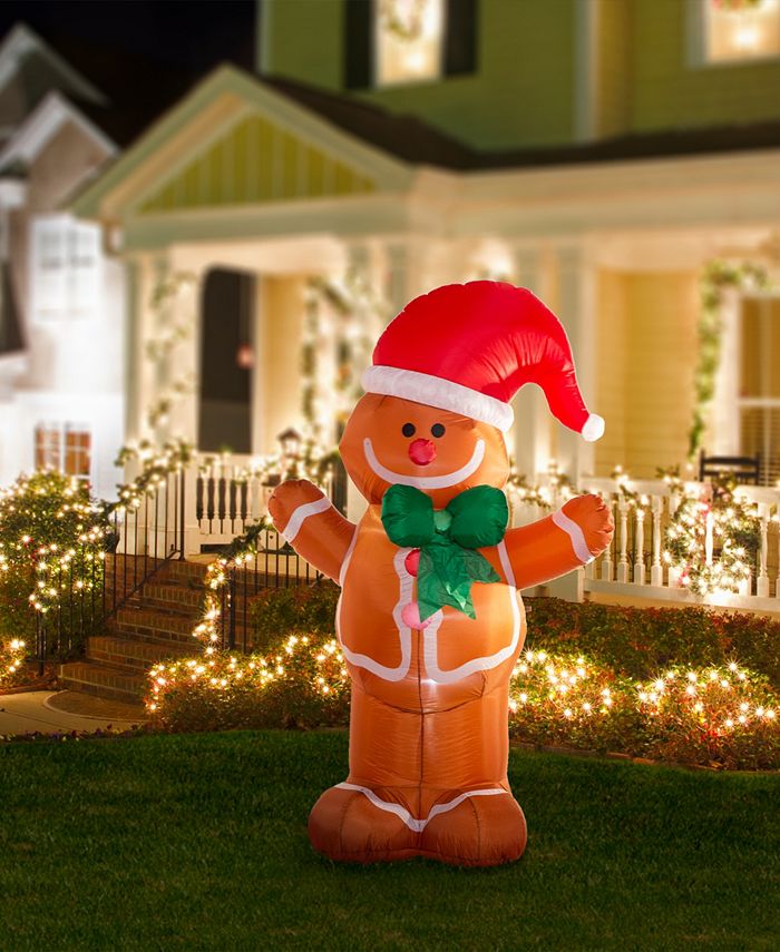 Glitzhome 8' Lighted Inflatable Gingerbread Man Decor - Macy's