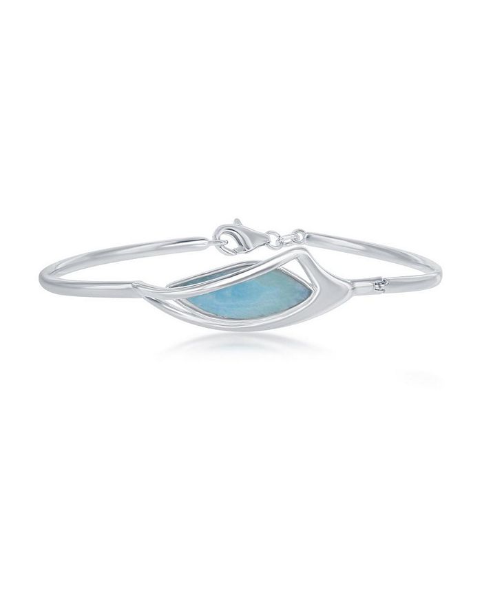 Caribbean Treasures Sterling Silver Marquise Shaped Larimar Bangle - Macy's