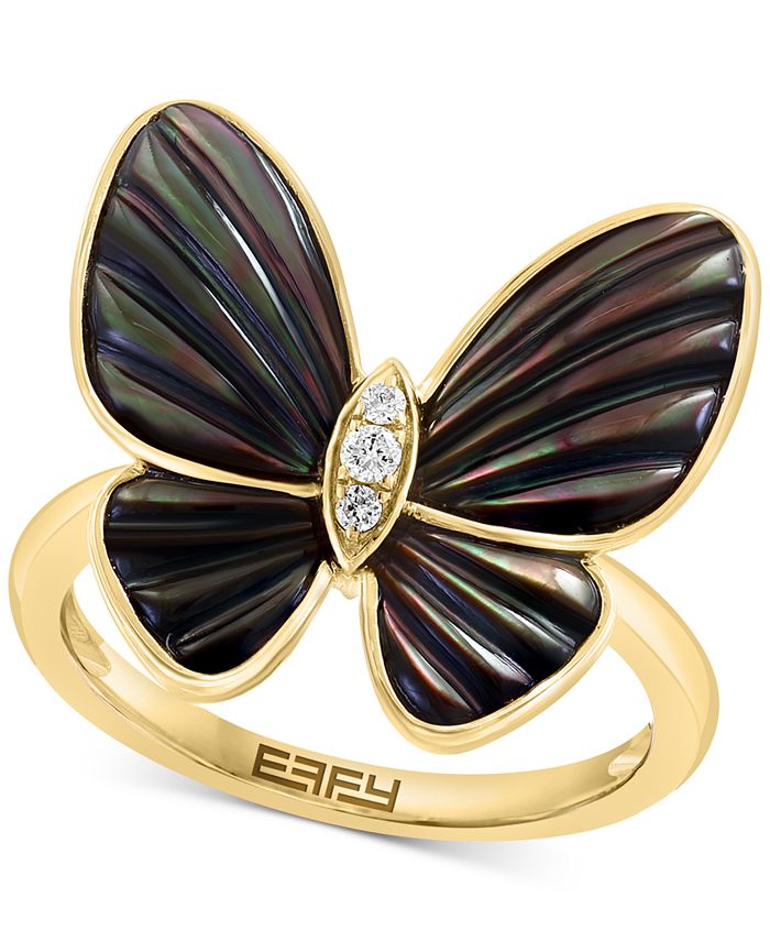 EFFY Collection EFFY® Mother of Pearl & Diamond Accent Butterfly ...