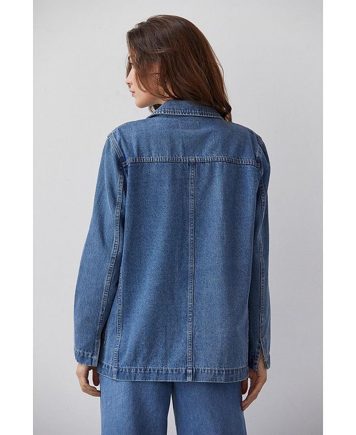 CRESCENT Women's Brandi Double Breasted Denim Blazer Jacket - Macy's