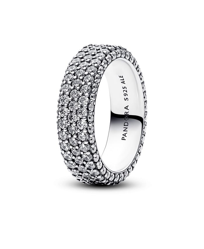Pandora Cubic Zirconia Timeless Pave Triple-Row Ring - Macy's