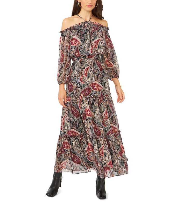 1.STATE Women's Smocked Printed Halter Maxi Dress - Macy's
