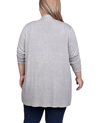 NY Collection Plus Size Long Sleeve Swing Cardigan Sweater - Macy's