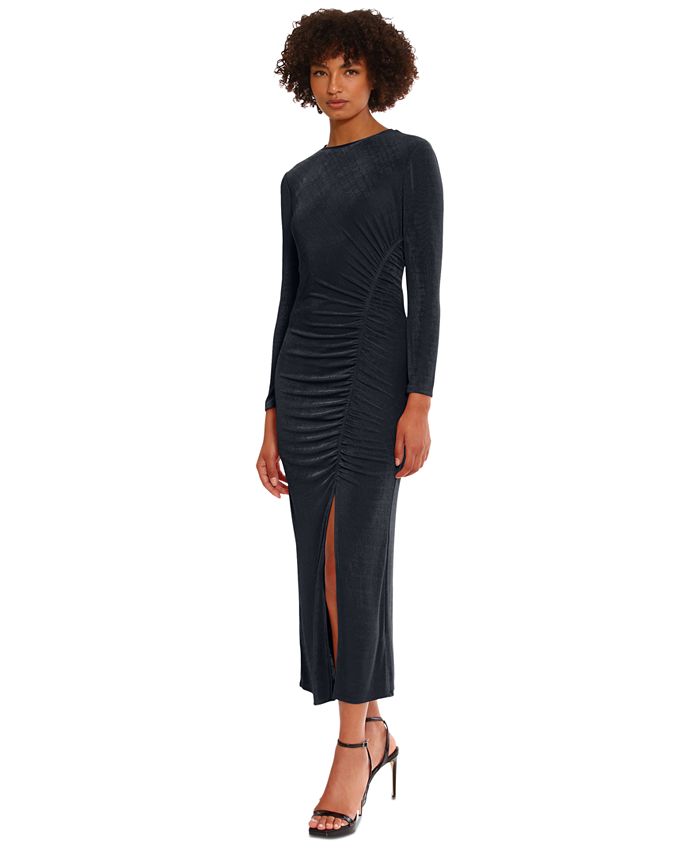 Donna Morgan Womens Ruched Long Sleeve Midi Dress Macys
