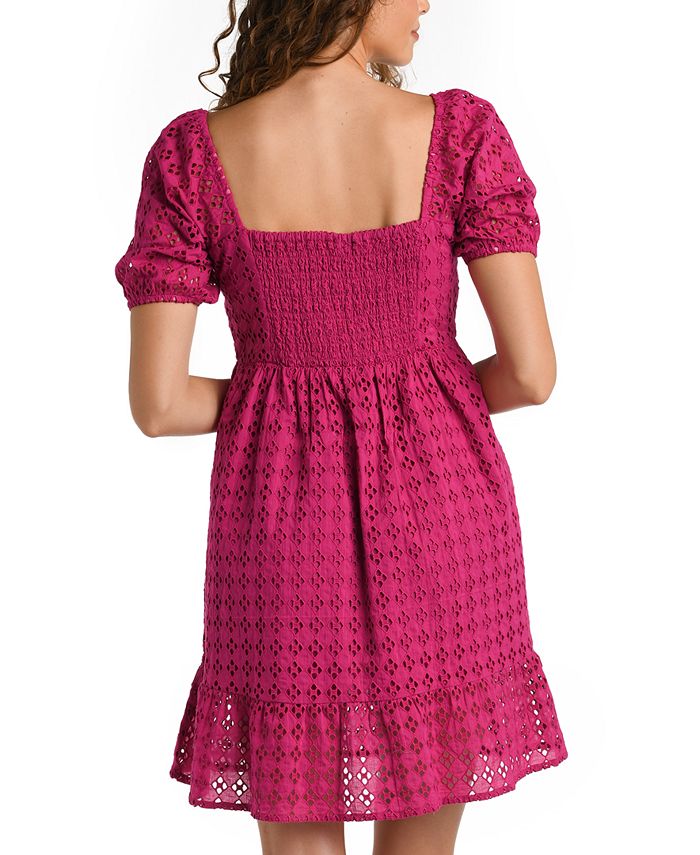 La Blanca Womens Saltwater Sands Cotton Eyelet Cover Up Dress Macys