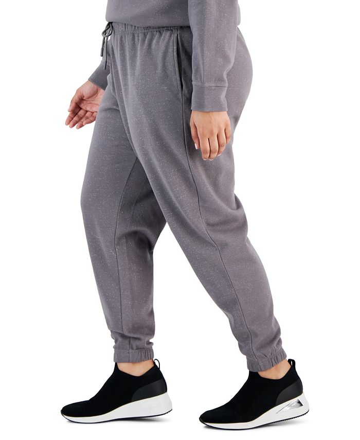 ID Ideology Plus Size Metallic-Threaded Jogger Pants, Created for Macy ...