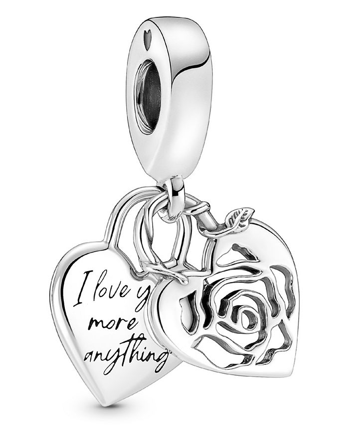 Pandora Sterling Silver Rose Heart Padlock Dangle Charm - Macy's