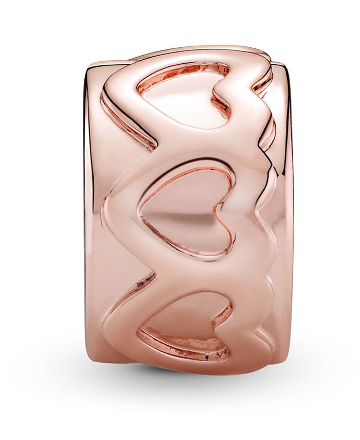 Pandora 14k Rose Gold-Plated Unique Metal Blend Band of Hearts Clip ...
