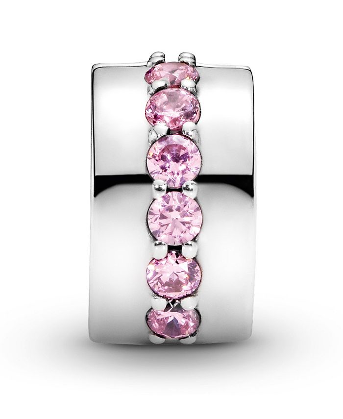 Pandora Cubic Zirconia Pink Sparkling Row Clip Charm - Macy's