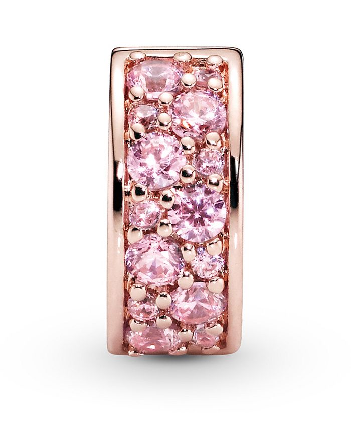 Pandora Cubic Zirconia Pink Pave Fixed Clip Charm - Macy's