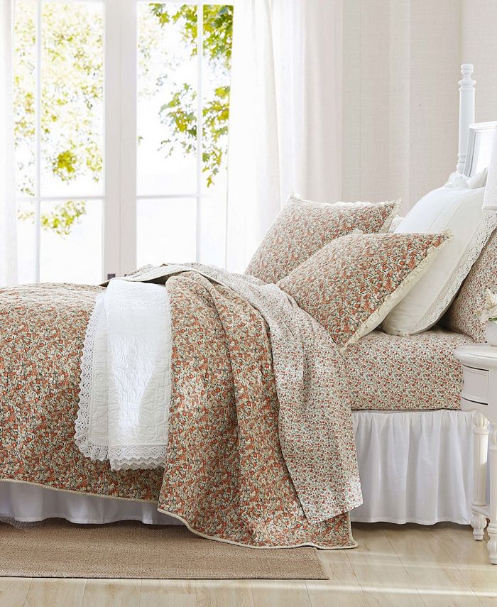 Laura Ashley Loves ton Cotton Reversible 2-Piece Quilt Set, Twin - Macy's
