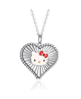 Hello Kitty Sanrio Womens Starburst Heart Pendant Necklace 18 Plated Necklace Officially Licensed