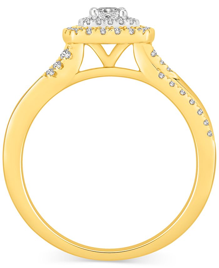 Macy's Diamond Princess-Cut Halo Engagement Ring (1/2 ct. t.w.) in 14k ...