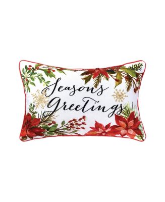 Seasons Greetings Poinsettia Printed and Embroidered Christmas Throw ...