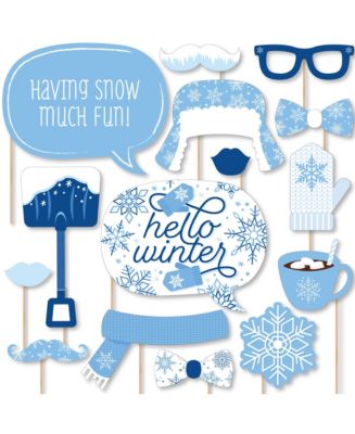 Blue Snowflakes - Winter Holiday Party Photo Booth Props Kit - 20 Count ...