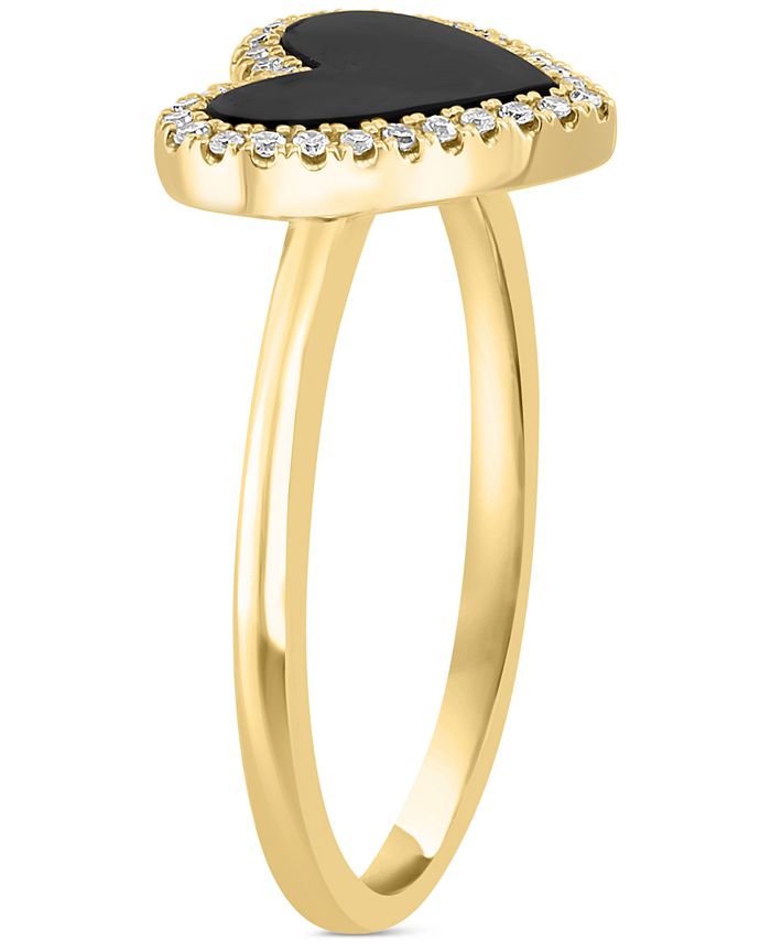 EFFY Collection EFFY® Onyx & Diamond (1/10 ct. t.w.) Heart Halo Ring in ...
