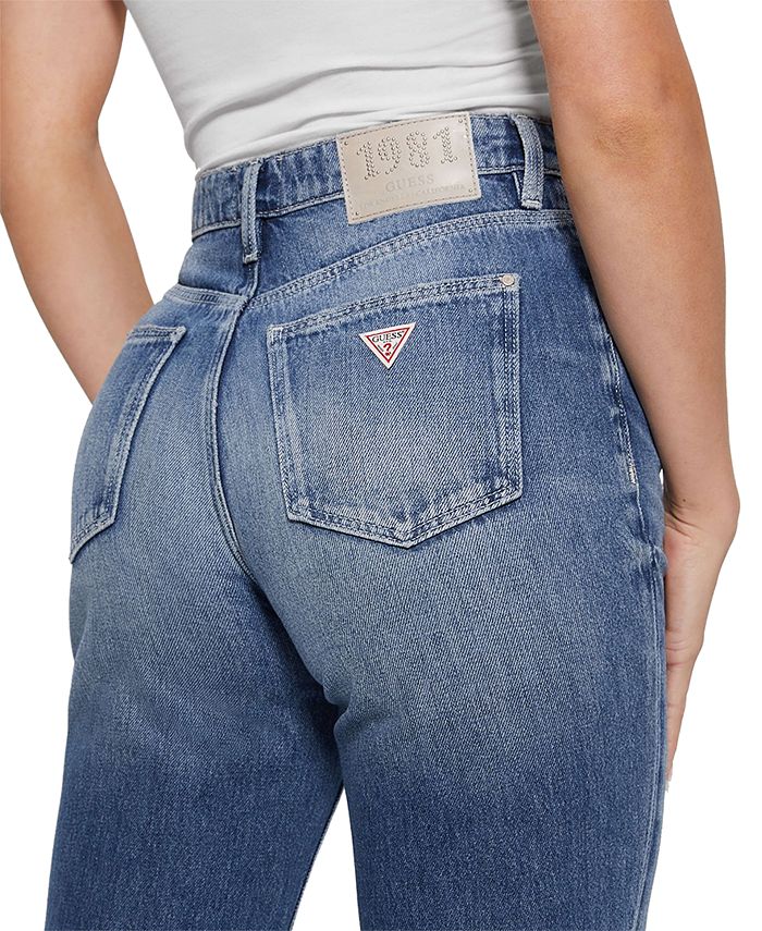 GUESS Women's 80s High-Rise Embellished Straight-Leg Jeans - Macy's