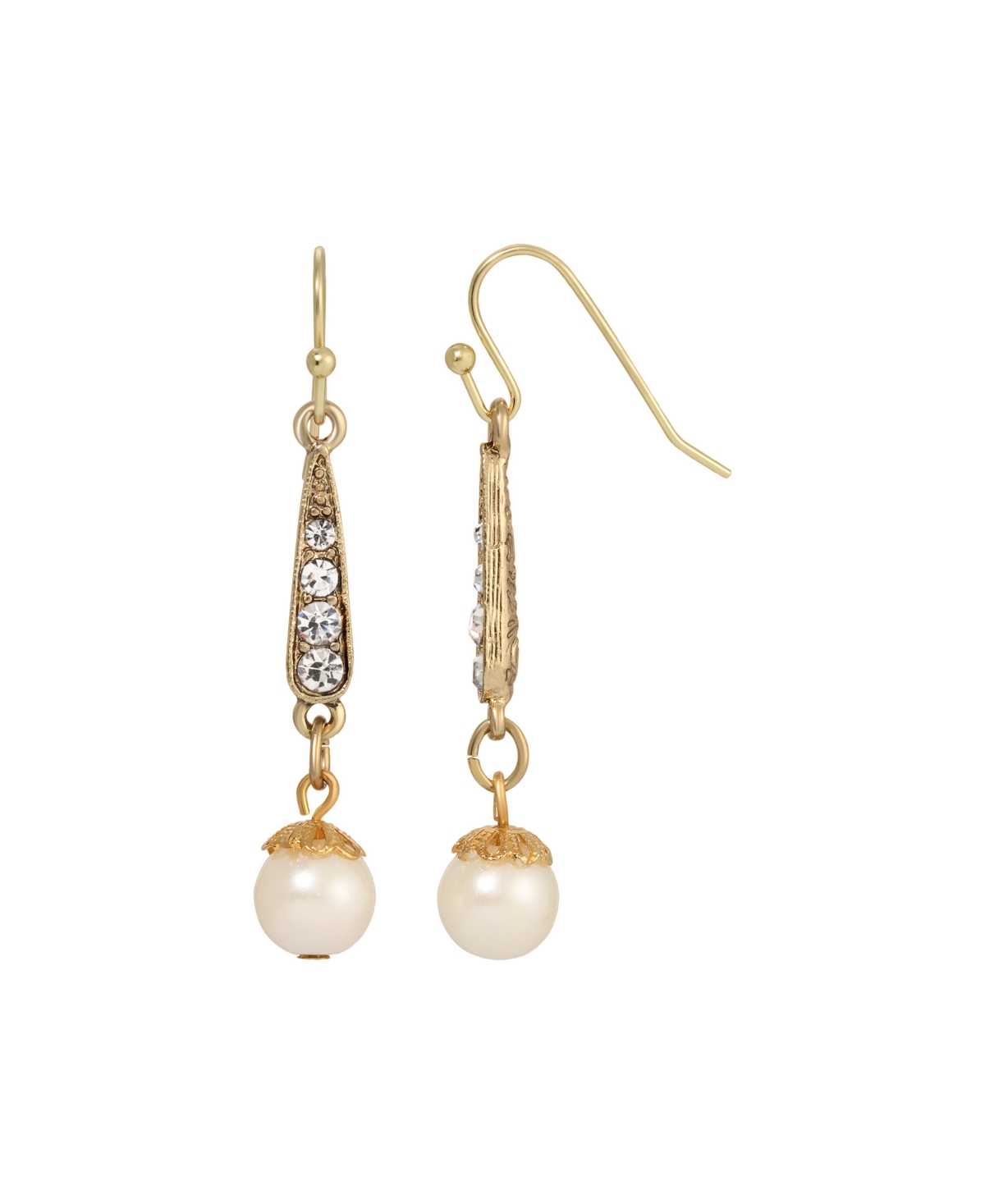 Click here for 2028 Crystal Imitation Pearl Linear Drop Earrings... prices