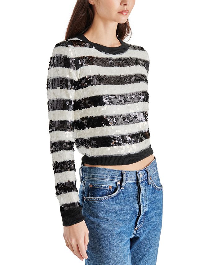 Steve Madden Women's Elina Sequin Stripe Sweater - Macy's