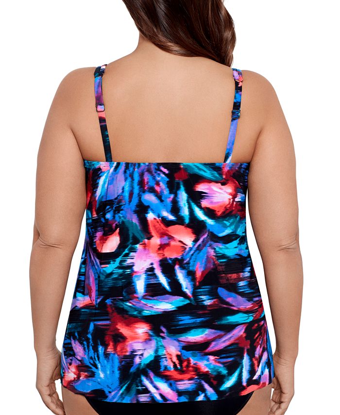 Miraclesuit Plus Size Fuego Flora Mirage Underwire Tankini Top - Macy's