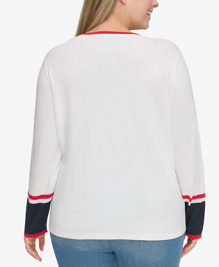 Tommy Hilfiger Plus Size Ivy Cotton Long-Sleeve Sweater - Macy's