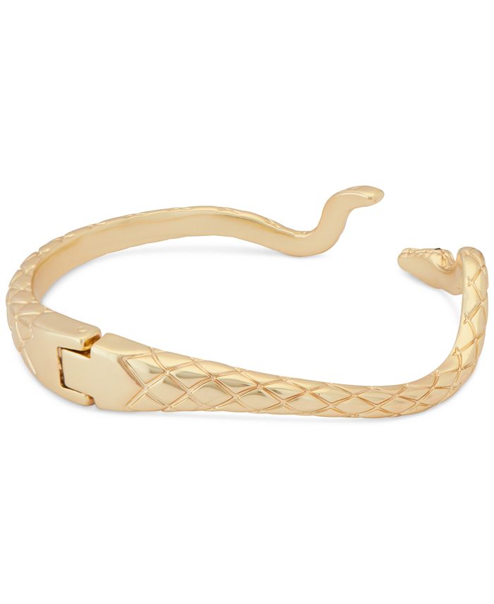 Lucky Brand Gold-Tone Jet Pavé Snake Cuff Bracelet - Macy's