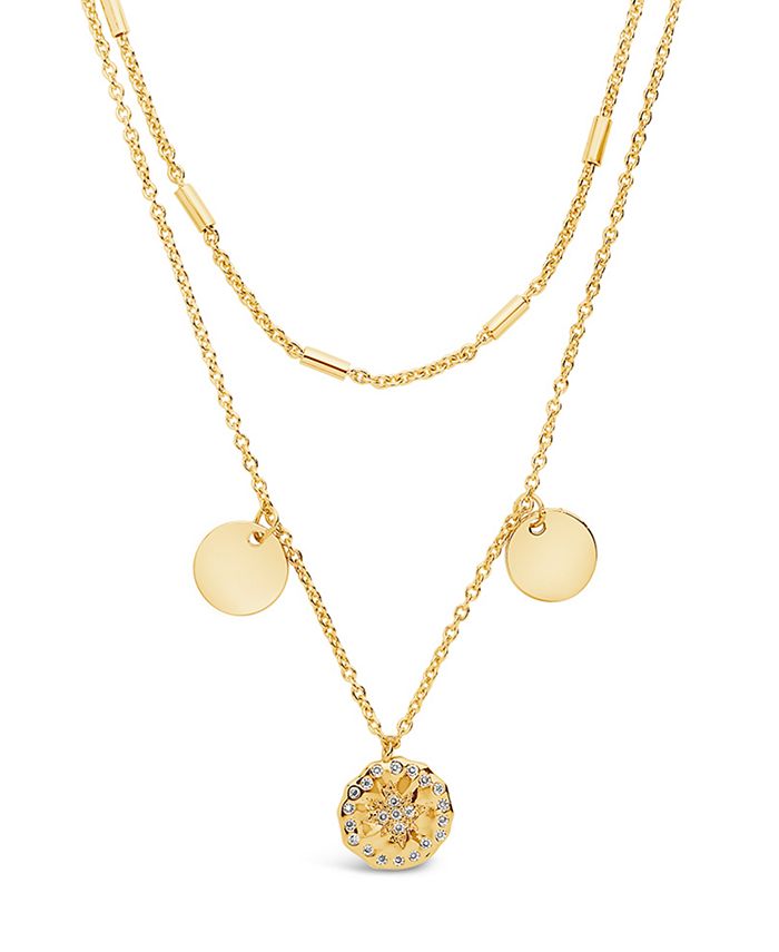 Sterling Forever Cubic Zirconia Stud and Charm Necklace Peace & Joy ...