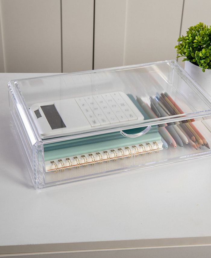 Martha Stewart Brody Plastic Stackable Office Desktop Organizer Box ...
