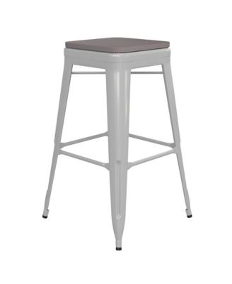 Kam Backless Metal Indoor-Outdoor Stool With All-Weather Polystyrene ...